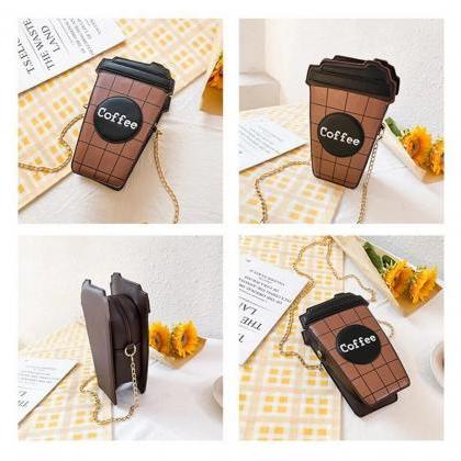 Novelty Coffee Cup Design Crossbody Purse With Chain on Luulla