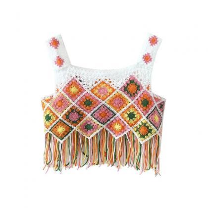 Bohemian Handmade Crochet Top With Fringe Detailing on Luulla