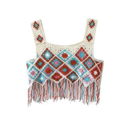 Bohemian Handmade Crochet Top With Fringe Detailing on Luulla