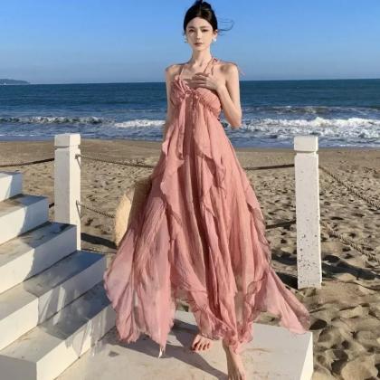 Elegant Beach Halter Backless Maxi Dress on Luulla