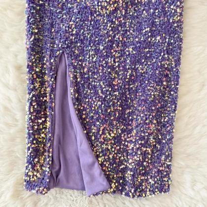 Sparkling Purple Sequin Dress With Spaghetti Straps on Luulla