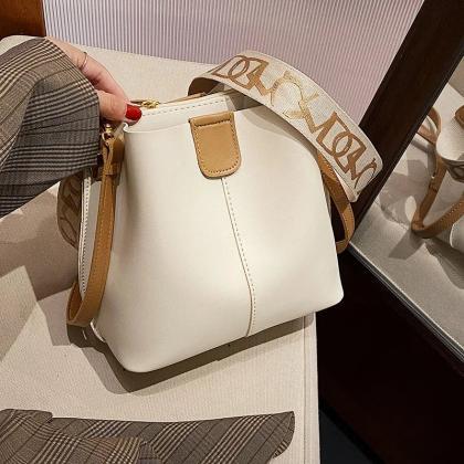Stylish Beige Leather Crossbody Bag With Strap on Luulla