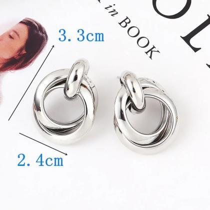 Gold Triple Loop Knot Drop Earrings on Luulla
