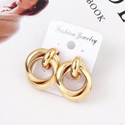 Gold Triple Loop Knot Drop Earrings on Luulla