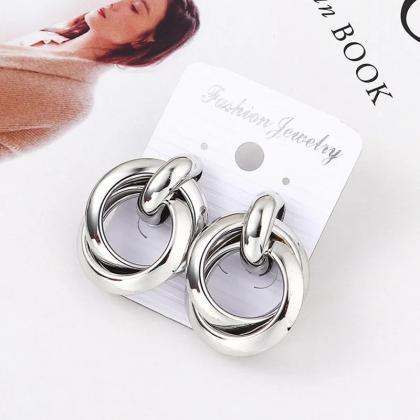 Gold Triple Loop Knot Drop Earrings on Luulla