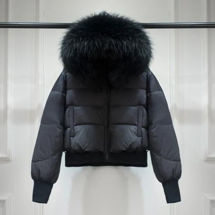 Luxe Fur Hooded Puffer Jacket For Winter on Luulla