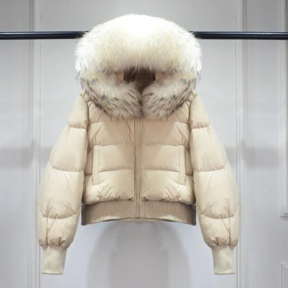 Luxe Fur Hooded Puffer Jacket For Winter on Luulla