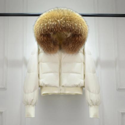 Luxe Fur Hooded Puffer Jacket For Winter on Luulla