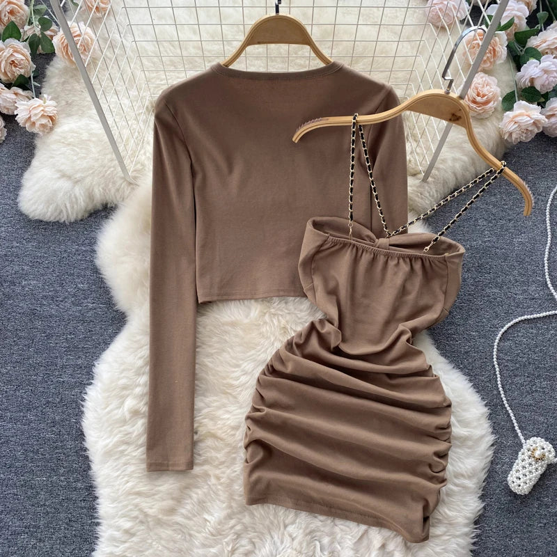 Mocha Muse Cardigan And Dress Set on Luulla