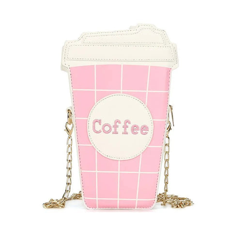 Novelty Coffee Cup Design Crossbody Purse With Chain on Luulla