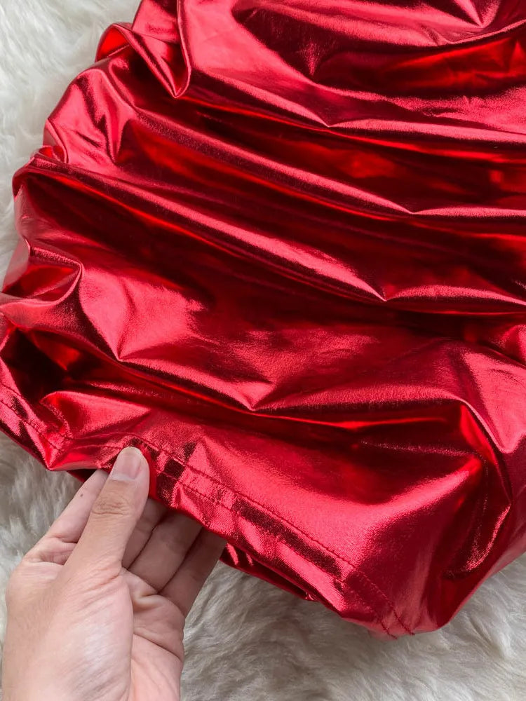 Elegant Satin Red Cocktail Dress With Chain Straps on Luulla