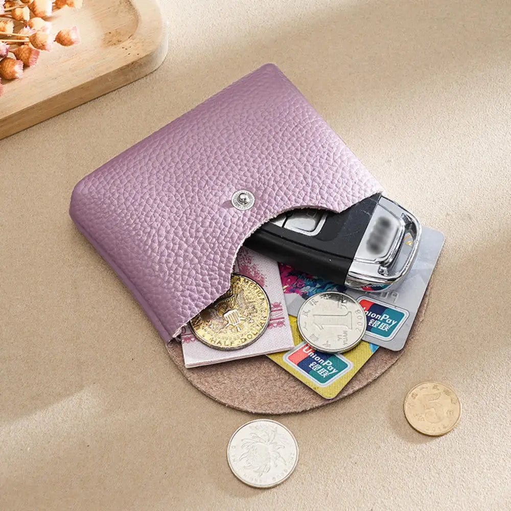 Compact Leather Coin Purse With Secure Zipper Closure on Luulla