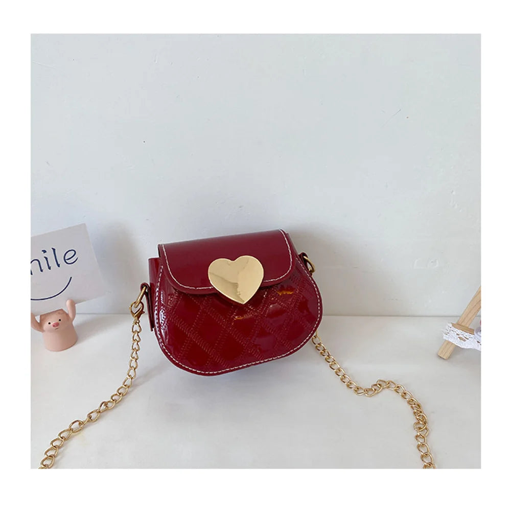 Elegant Red Patent Leather Heart Clasp Shoulder Bag on Luulla