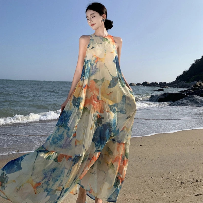Floral Beach Maxi Dress For Summer Women on Luulla