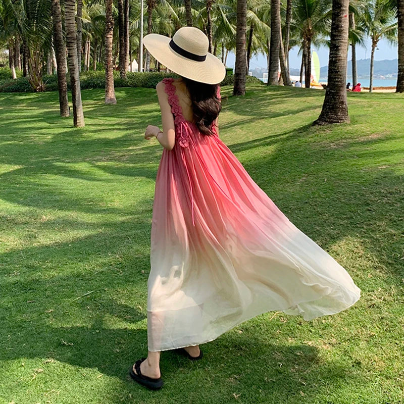 Bohemian Summer Maxi Dress With Ombre Design on Luulla