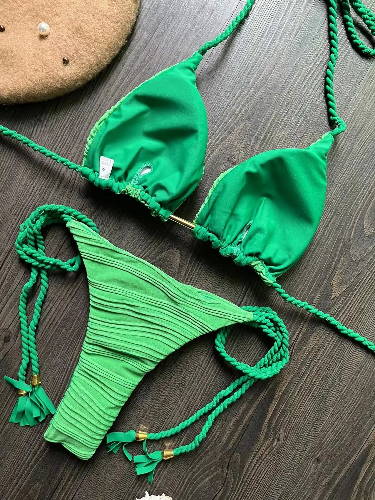 Green Braided Triangle Bikini Set For Women on Luulla