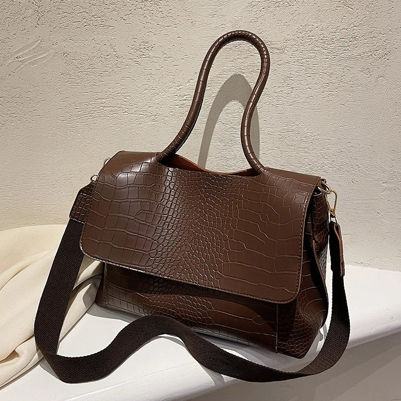 Elegant Croc-embossed Leather Shoulder Bag For Women on Luulla