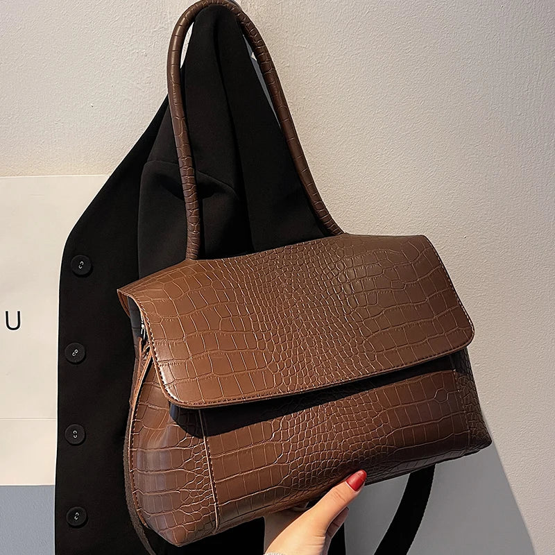 Elegant Croc-embossed Leather Shoulder Bag For Women on Luulla