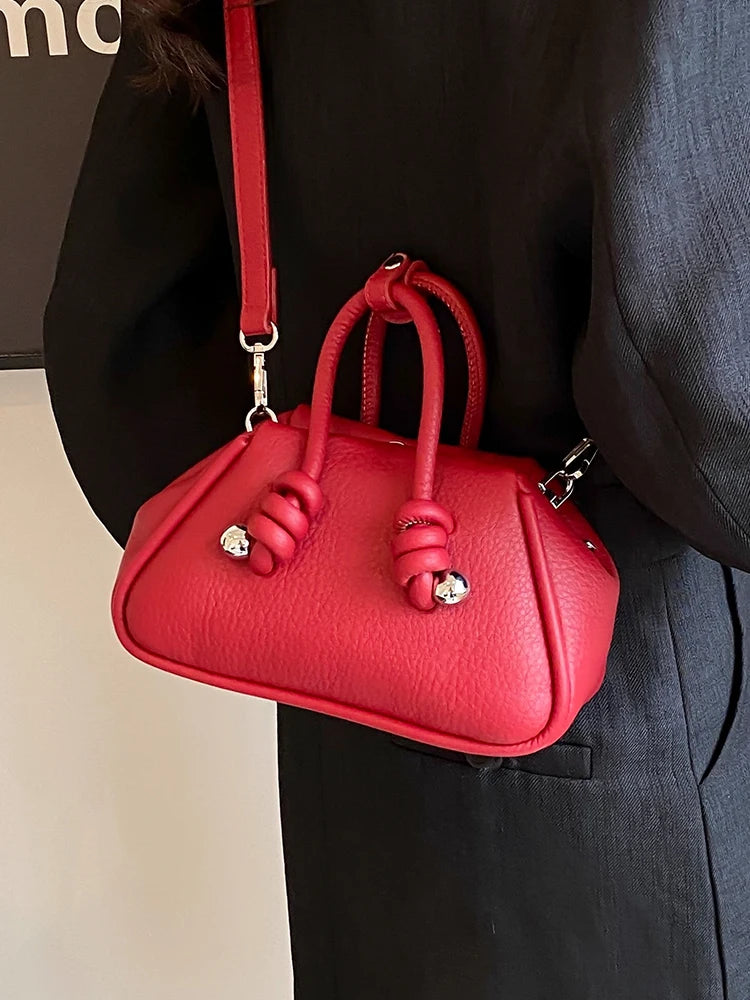 Chic Mini Red Knotted Handle Handbag on Luulla