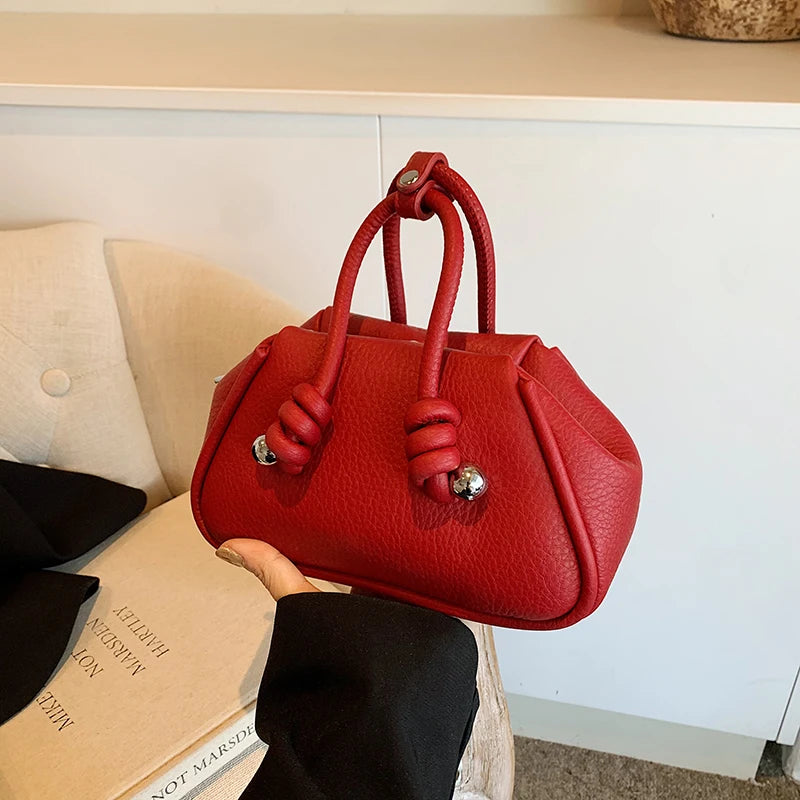 Chic Mini Red Knotted Handle Handbag on Luulla