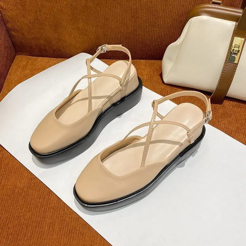 Beige Strap Platform Wedge Sandals For Women on Luulla
