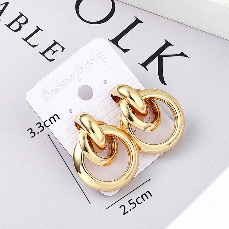 Gold Triple Loop Knot Drop Earrings on Luulla