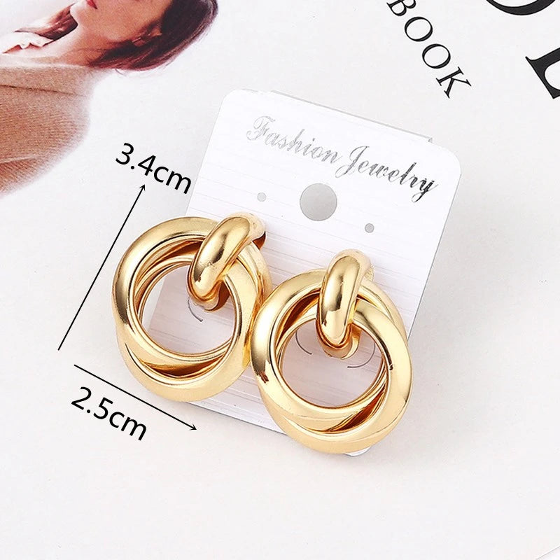 Gold Triple Loop Knot Drop Earrings on Luulla