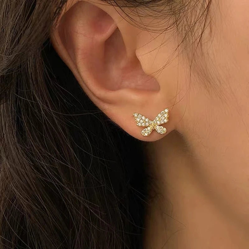 Butterfly Chain Earrings With Pearl Accents on Luulla