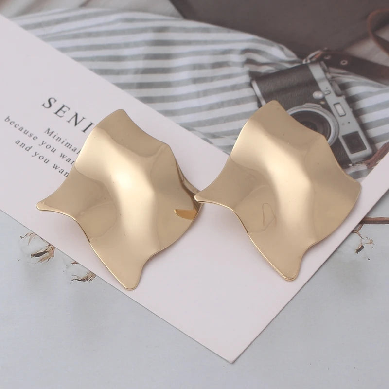 Modern Abstract Gold Statement Earrings For Women on Luulla