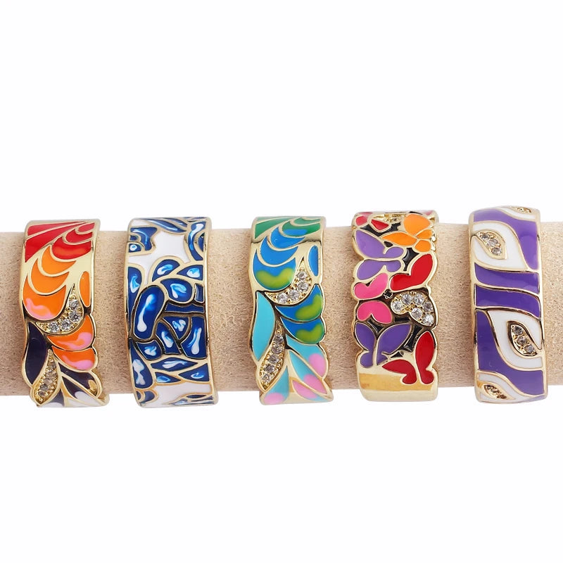 Colorful Adjustable Enamel Gold-plated Statement Rings on Luulla