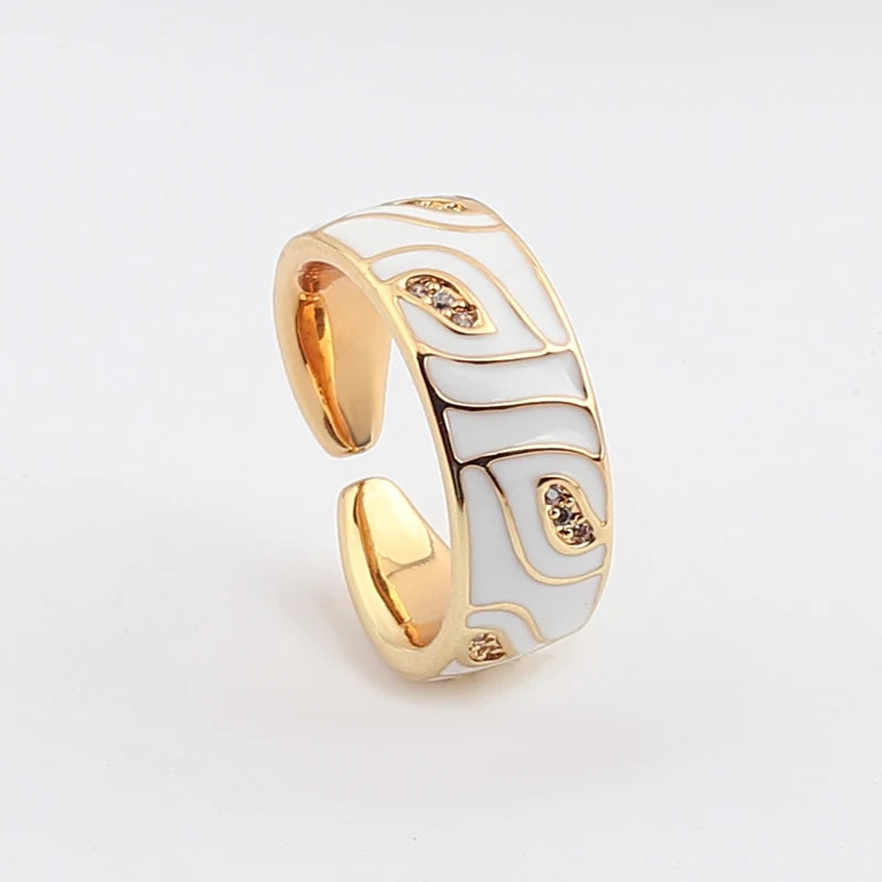 Colorful Adjustable Enamel Gold-plated Statement Rings on Luulla