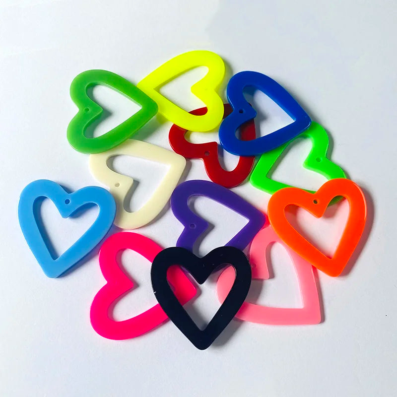 Colorful Heart Shape Plastic Craft Pendants on Luulla