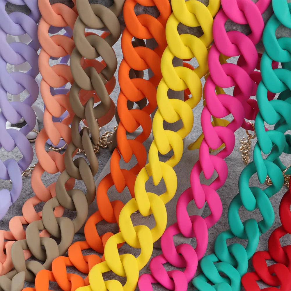 Colorful Chunky Acrylic Chain Statement Necklace on Luulla