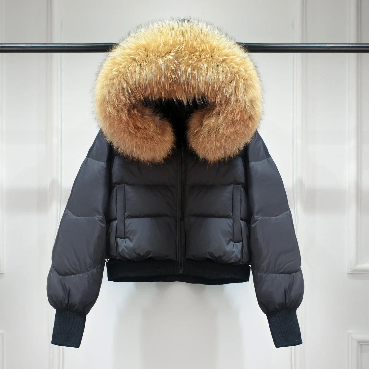 Luxe Fur Hooded Puffer Jacket For Winter on Luulla