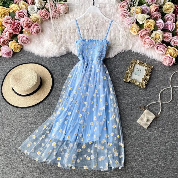 Romantic Floral Print Bandage Straps Dress Summer Vacation Fashion ...
