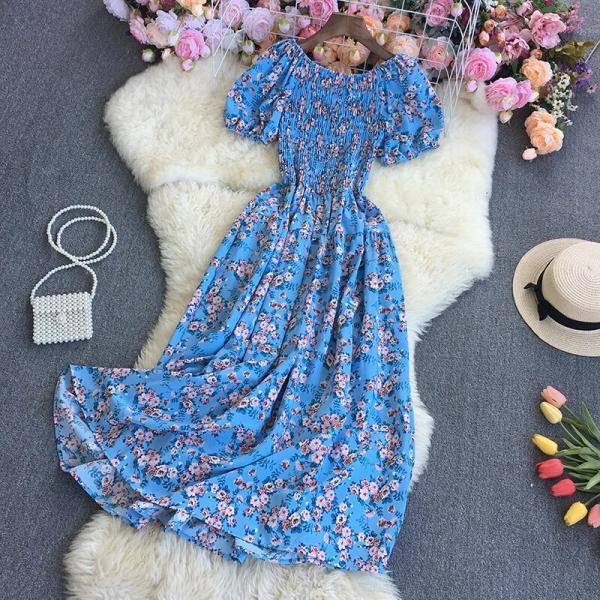 Romantic Floral Print Bandage Straps Dress Summer Vacation Fashion ...