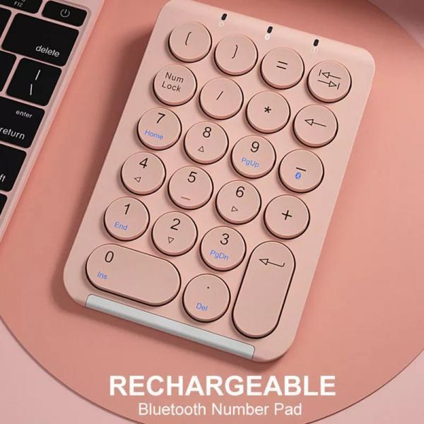 Portable Rechargeable Bluetooth Numeric Keypad Pink Design on Luulla