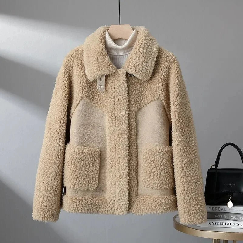 Autumn Winter Jacket Womens Chic Wool Coat Tops Women Korean Bomber ...