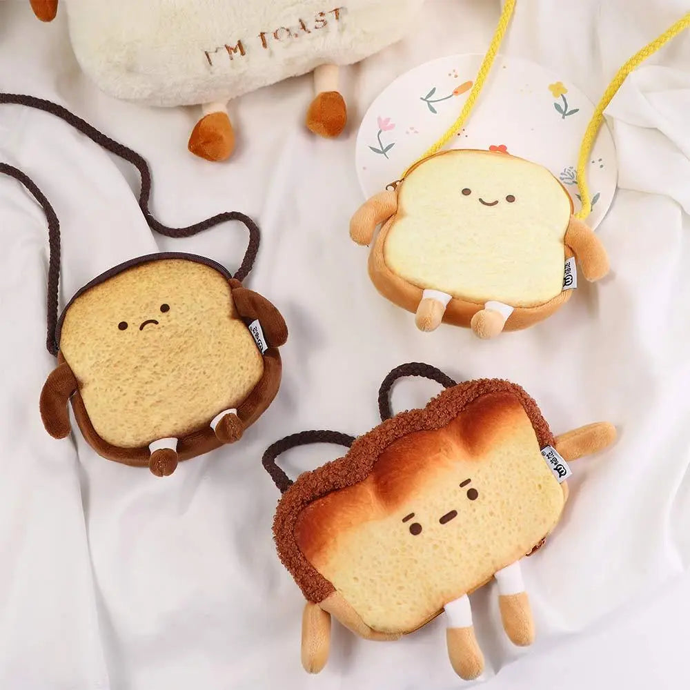 Cute Toast Shaped Plush Crossbody Bags For Kids on Luulla