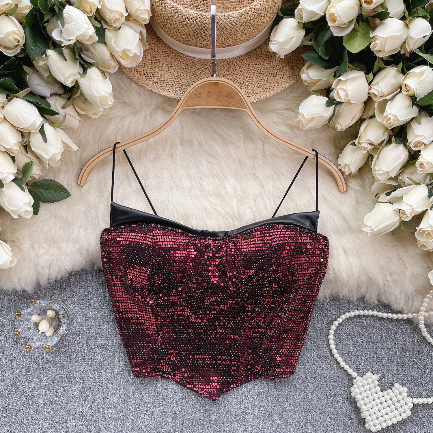 Womens Strapless Sequin Bustier Crop Top Eveningwear on Luulla