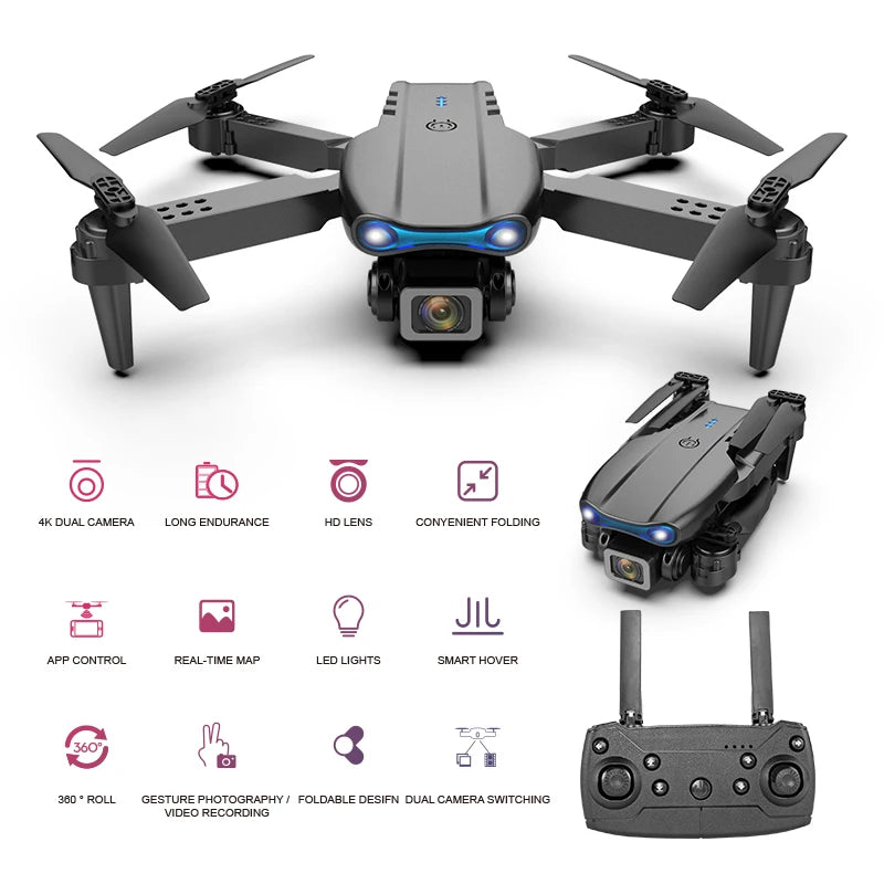 Foldable 4k Dual Camera Drone With Led Lights Endurance on Luulla