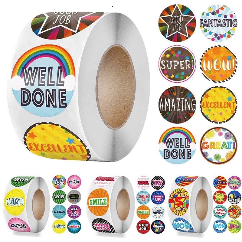 Assorted Praise Stickers Roll For Teachers, 1000 Count on Luulla