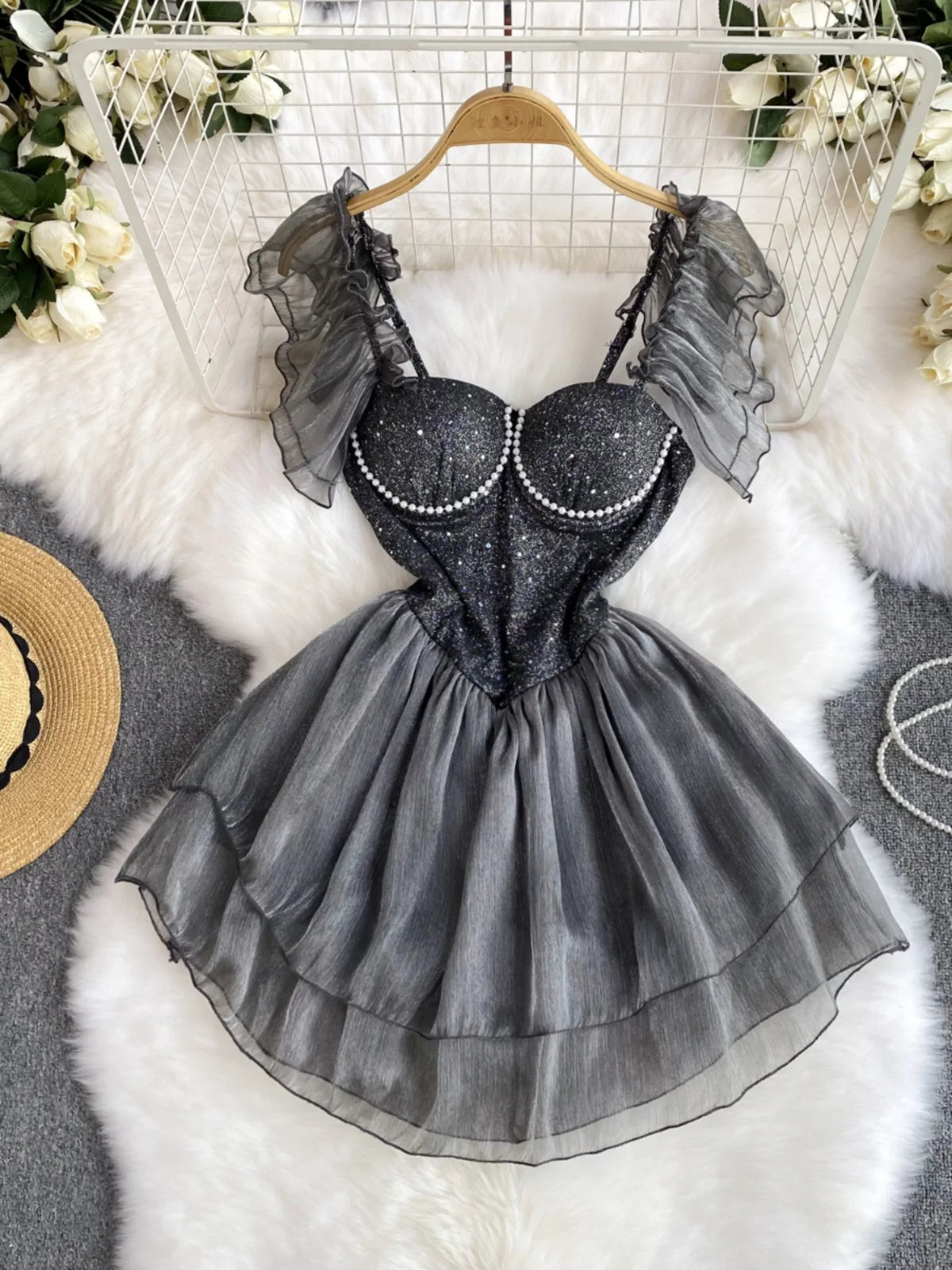 Womens Glitter Bustier Top With Ruffle Tulle Skirt on Luulla