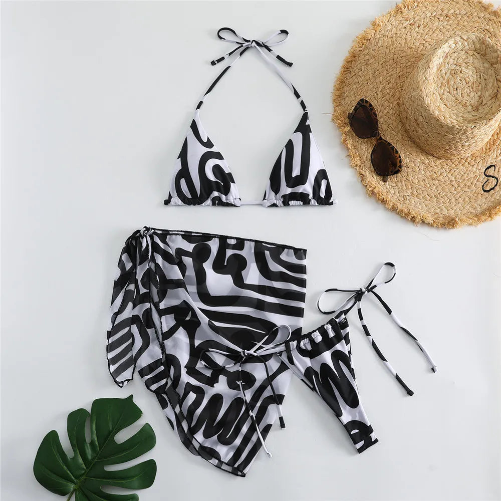 Womens Black And White Zebra Print Bikini Set on Luulla