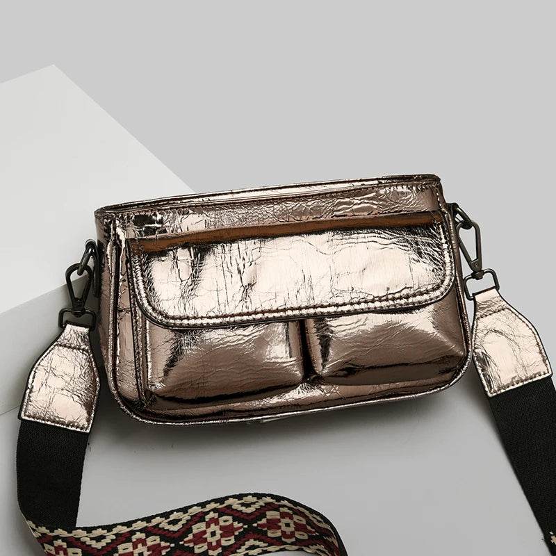 Trendy Metallic Finish Compact Shoulder Fanny Pack on Luulla