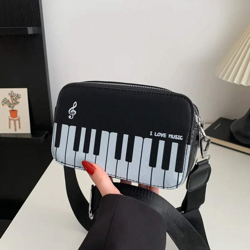 Stylish Piano Keyboard Design Crossbody Music Lover Bag on Luulla