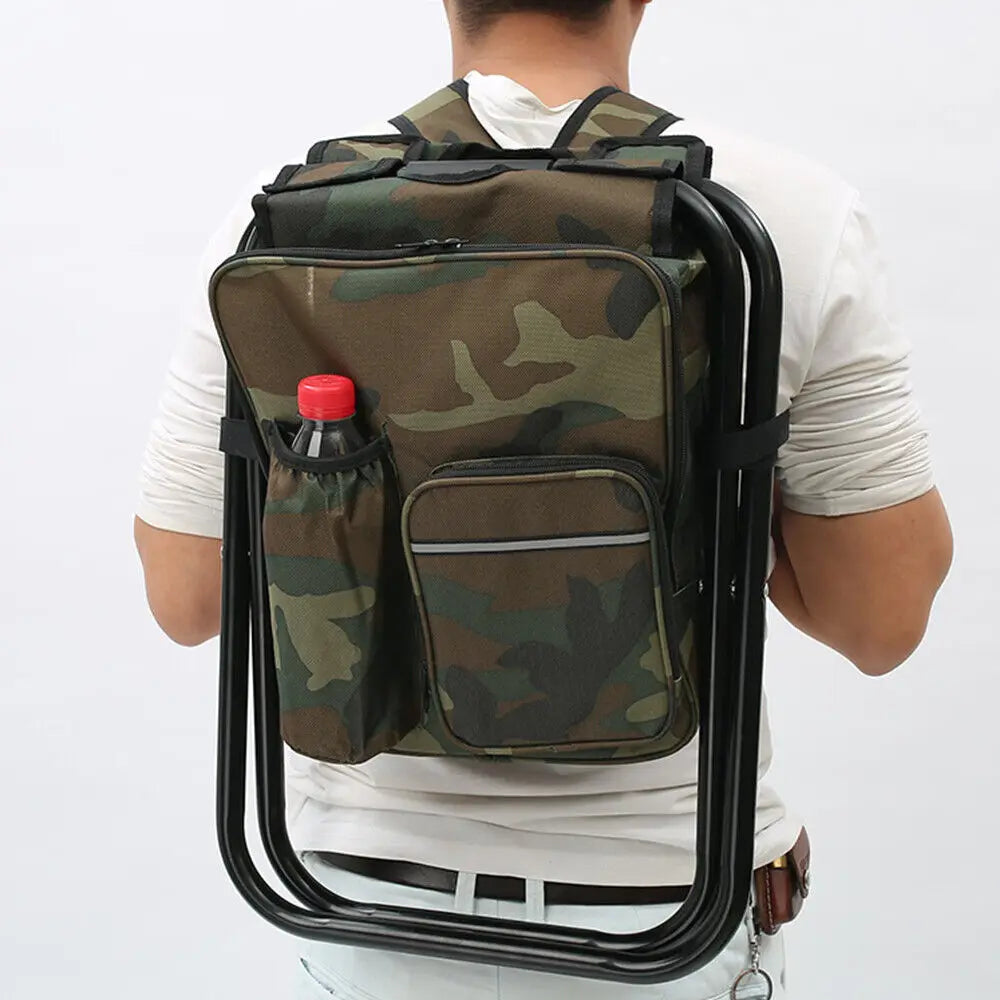 Camouflage Tactical Backpack With Chair For Outdoor Activities on Luulla