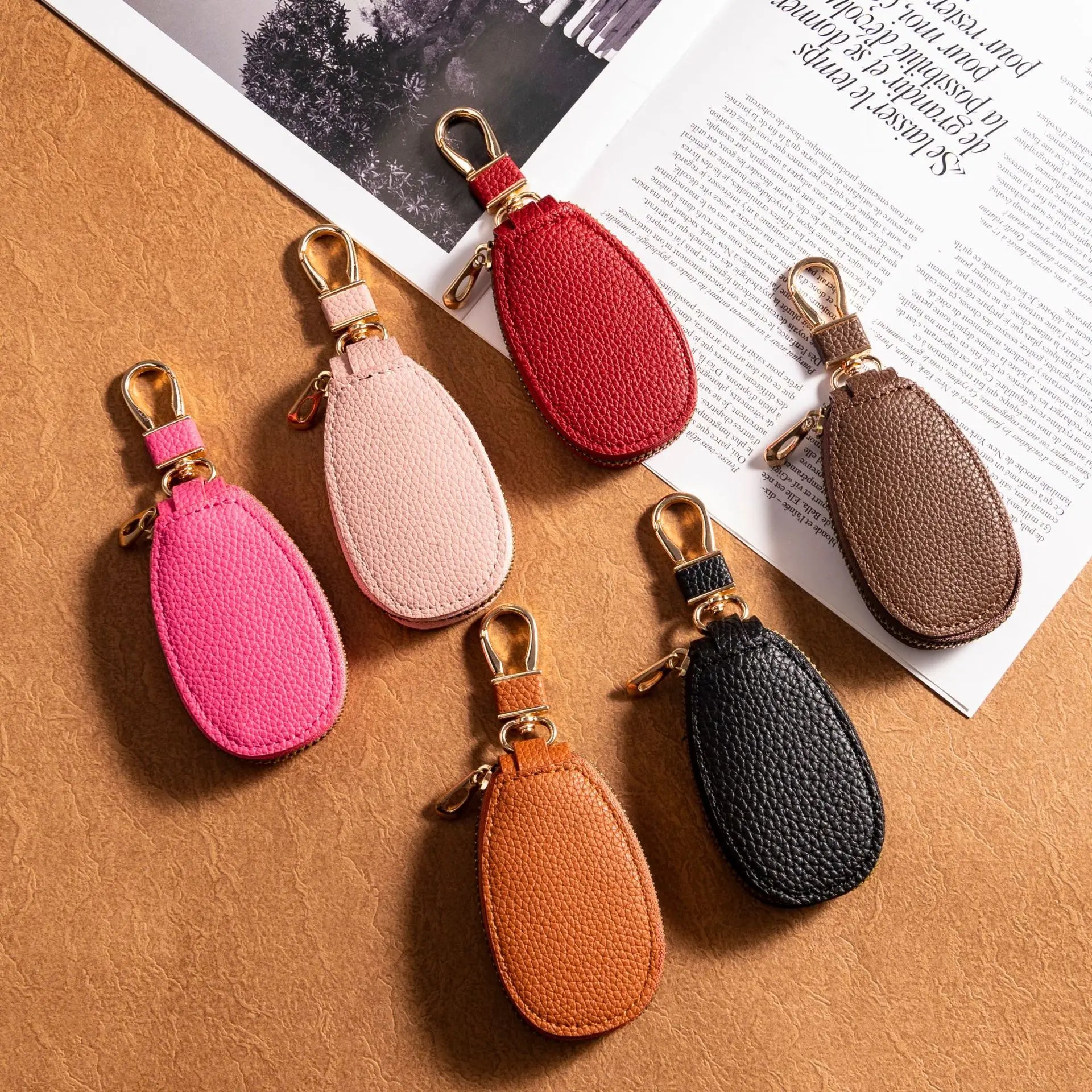 Luxury Leather Keychain Pouch In Various Vibrant Colors on Luulla