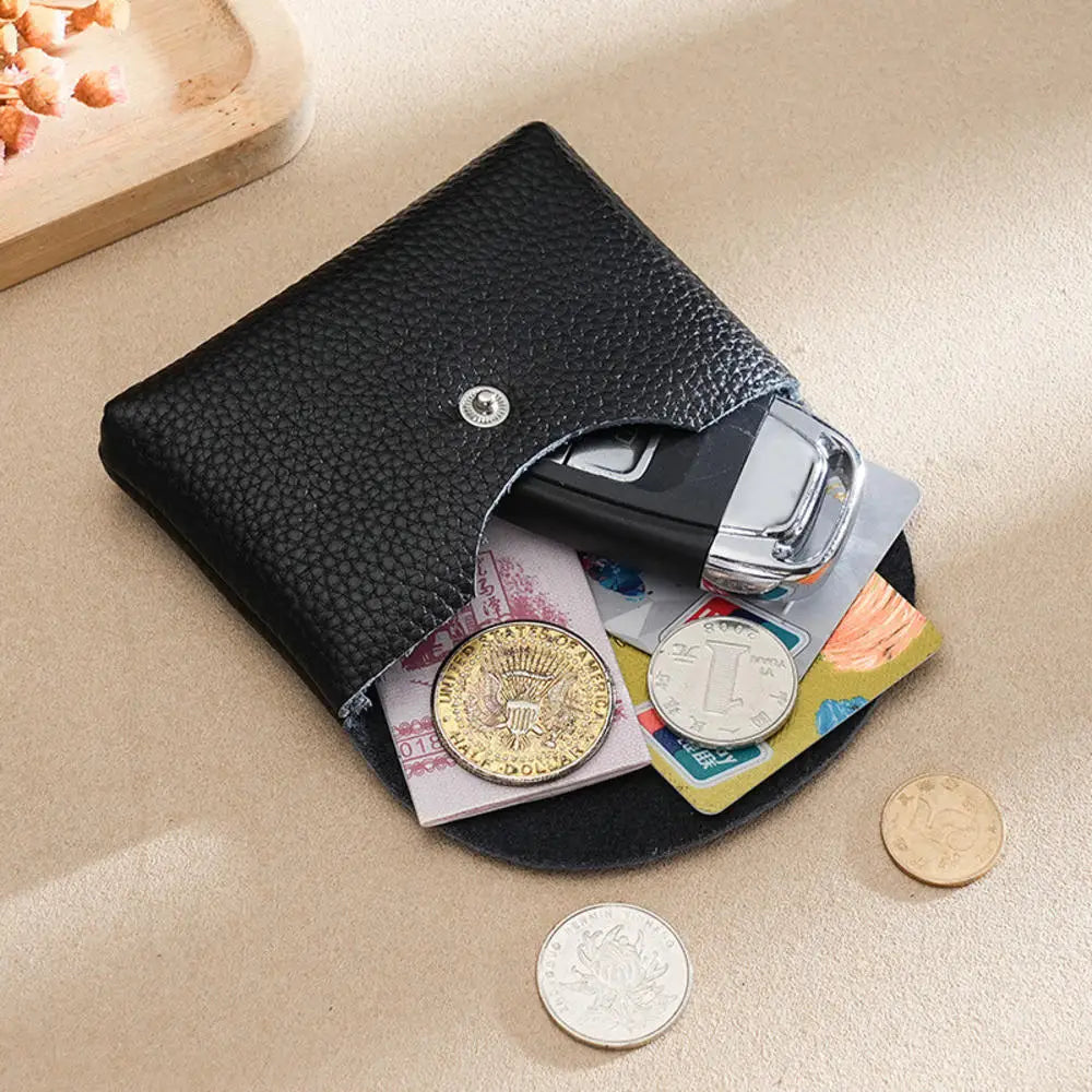 Compact Leather Coin Purse With Secure Zipper Closure on Luulla