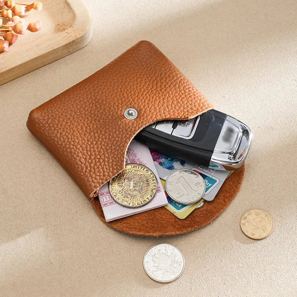 Compact Leather Coin Purse With Secure Zipper Closure on Luulla